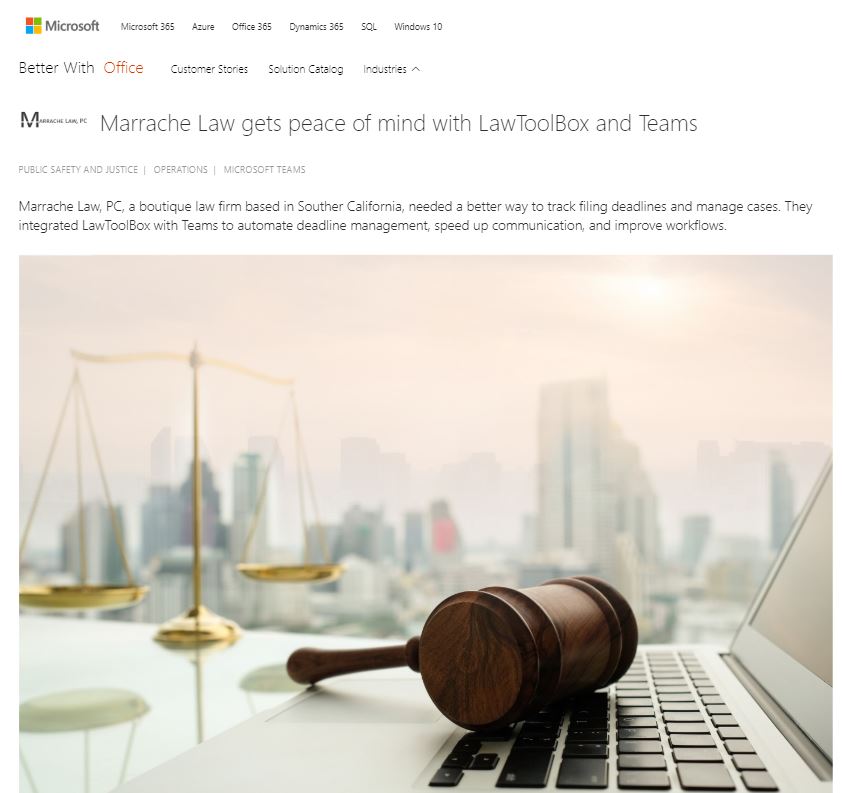 Microsoft Office Customer Story - Teams for Legal - LawToolbox.com