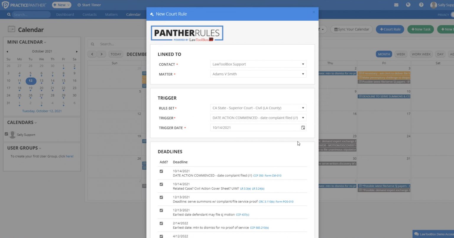 PracticePanther Integration | Automated Docketing & Calendaring